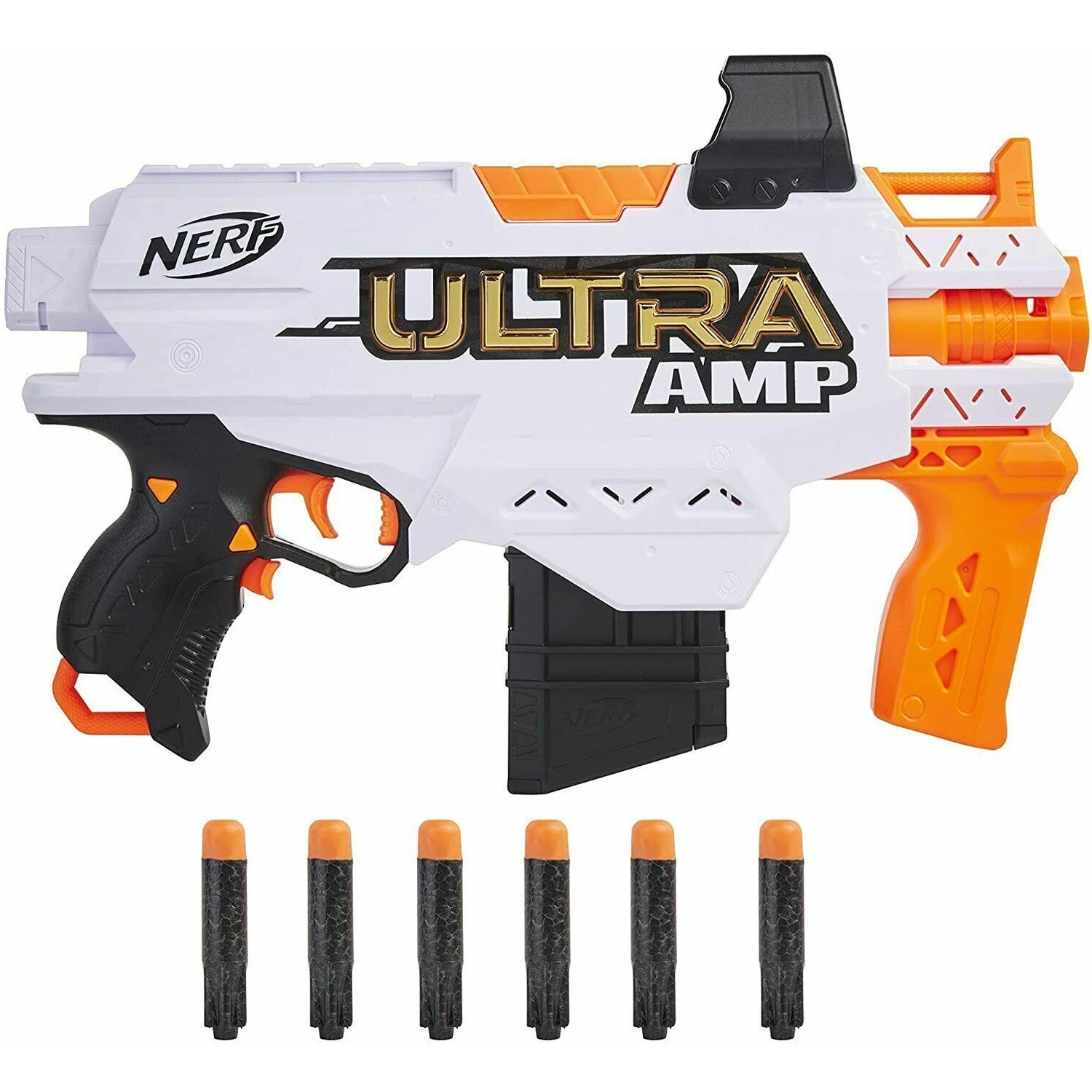 Nerf Ultra Amp Motorized Blaster, 6 Dart Clip, Includes 6 Darts