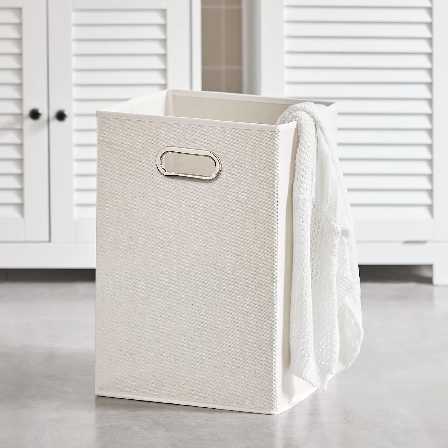 Laundry Basket Cabinet with Drawer and Shutter Door