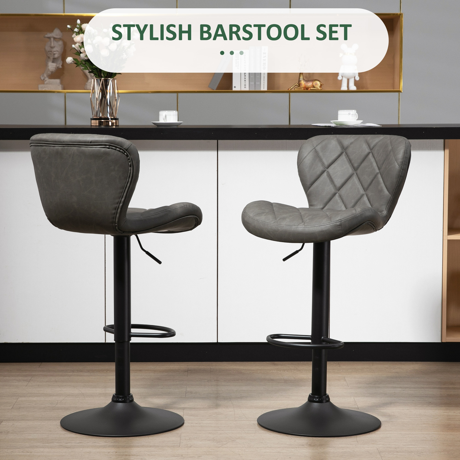 HOMCOM Swivel Set of 2 Bar Stools
