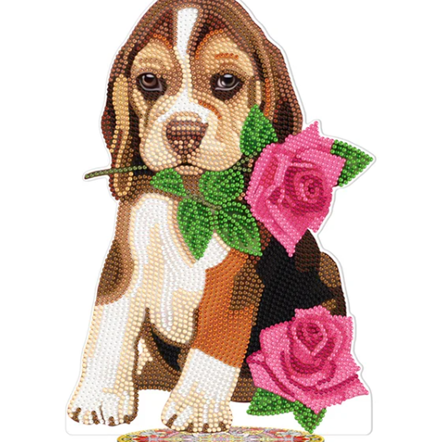 5D DIY Beagle Puppy with Rose Diamond Art Kit