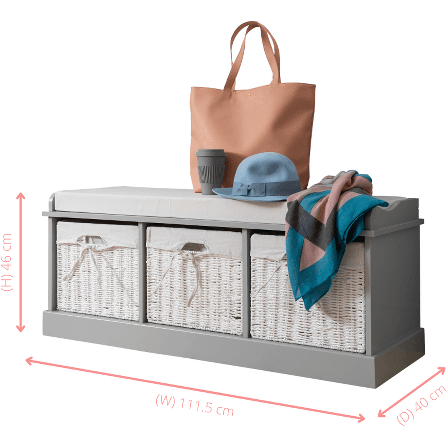 Stockholm Storage Bench with 3 Baskets