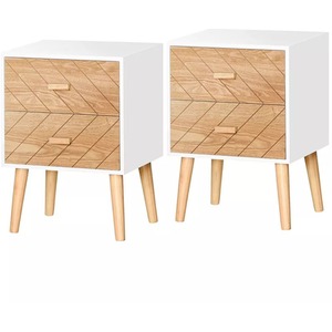 Set of 2 and Natural Chevron Bedside Tables