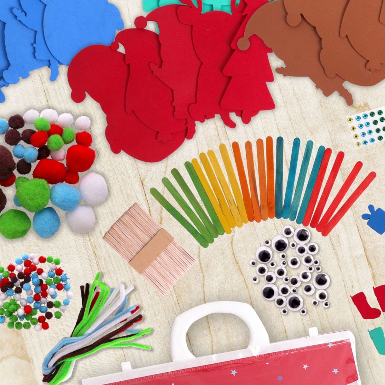 301 Piece Christmas Craft Kit Foam Shapes Pom Poms Craft Sticks Gems