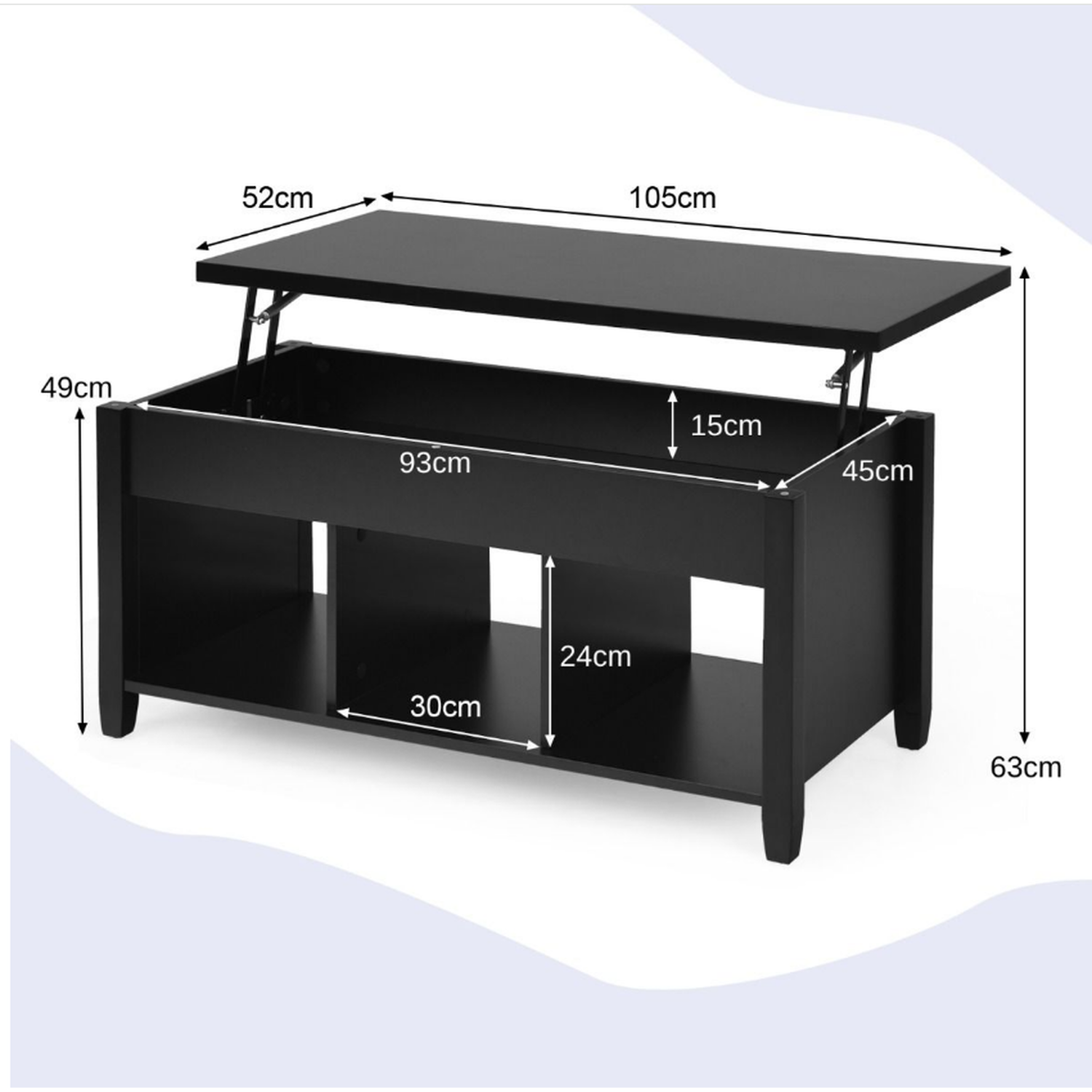 Rising Center Table with Lift Top