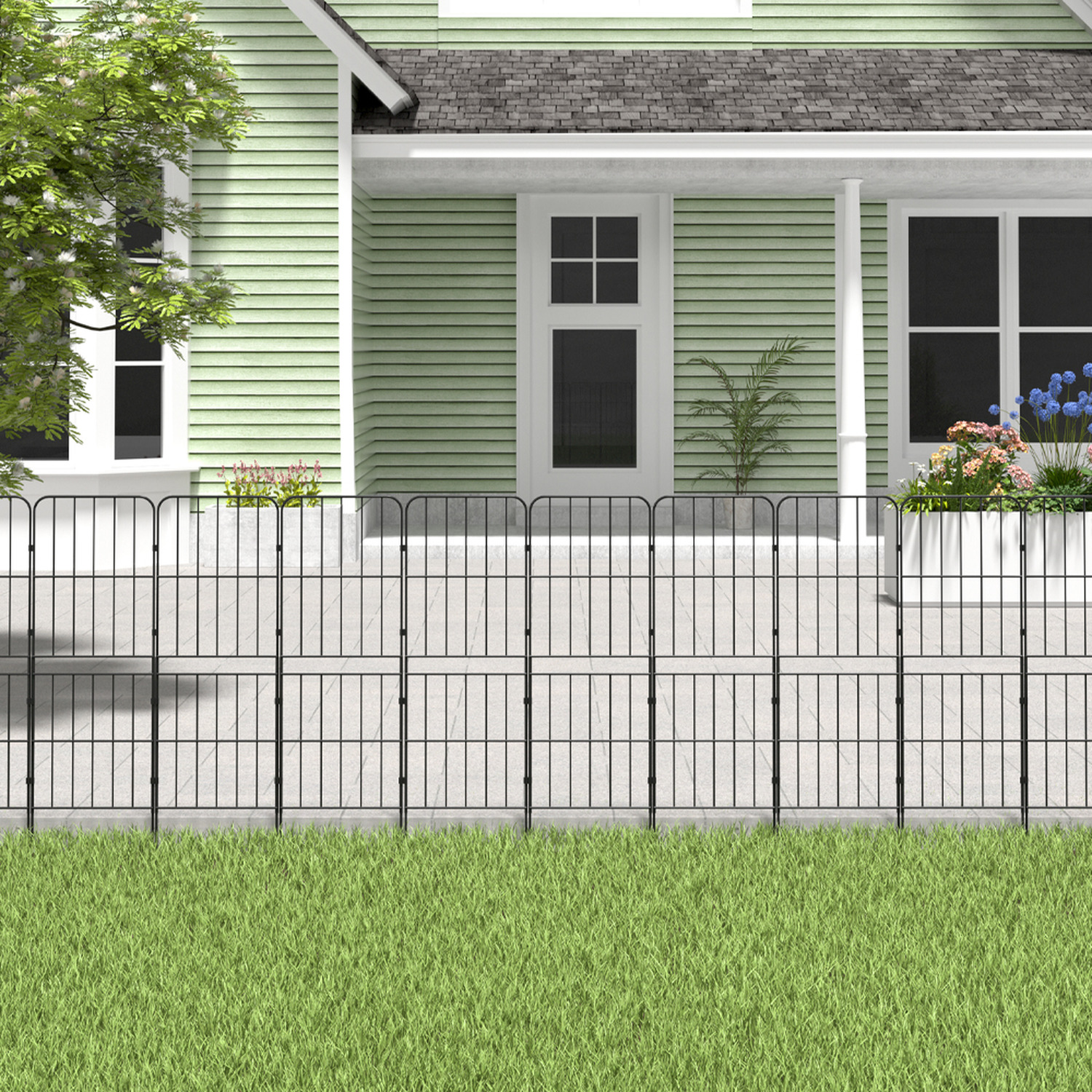 10 Panels Metal Garden Edging Fence Set