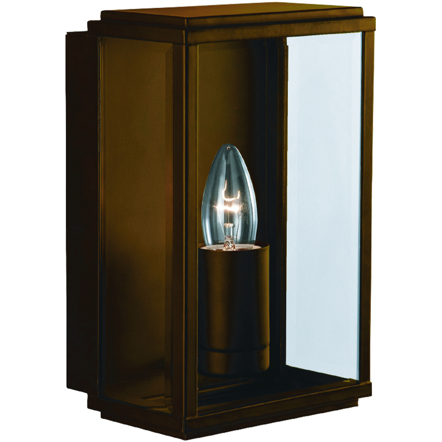 Box Outdoor Wall Light - Rustic Brown Glass