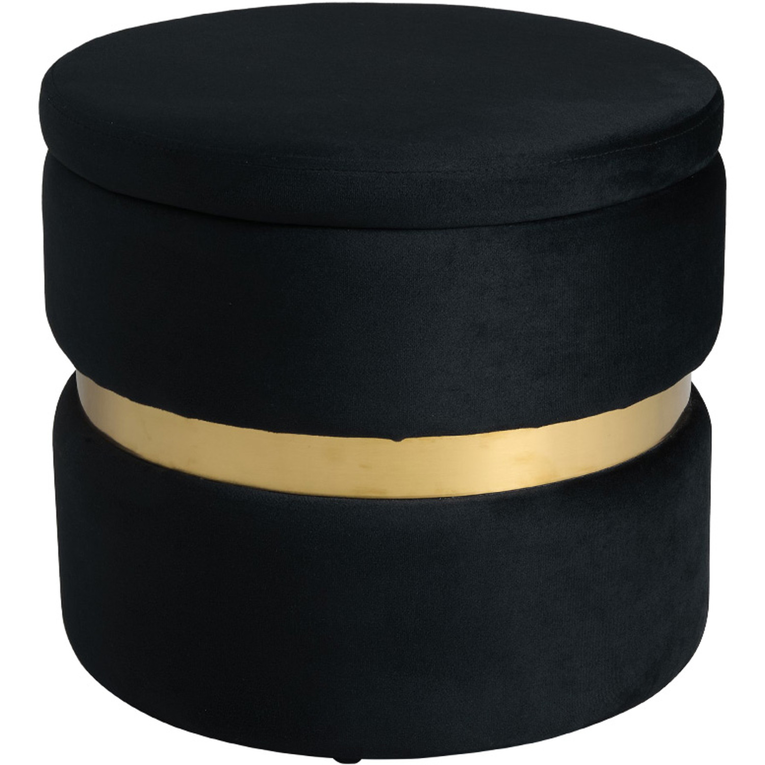 Upholstered Storage Ottoman with Gold Trim