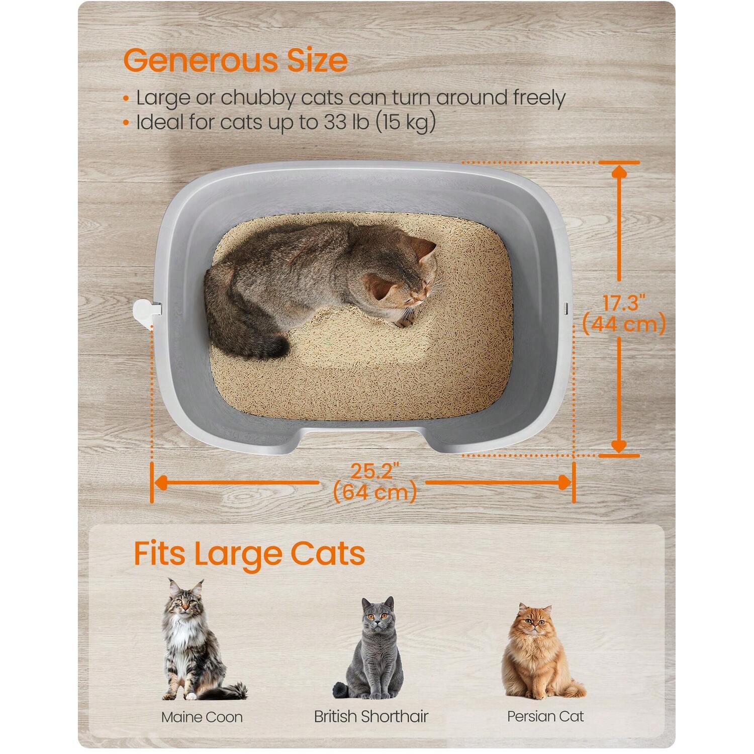 Feandrea Extra Large Cat Litter Box with Litter Catcher Board