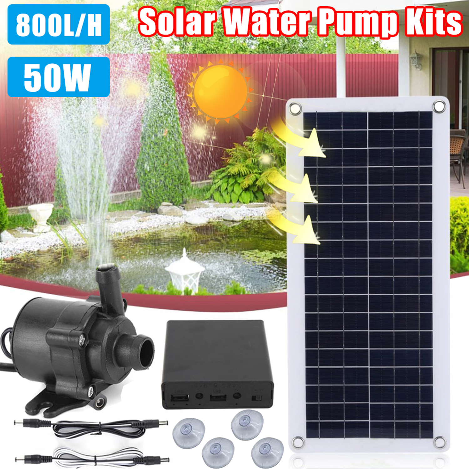 Solar Powered Garden Water Feature Pump 800LH
