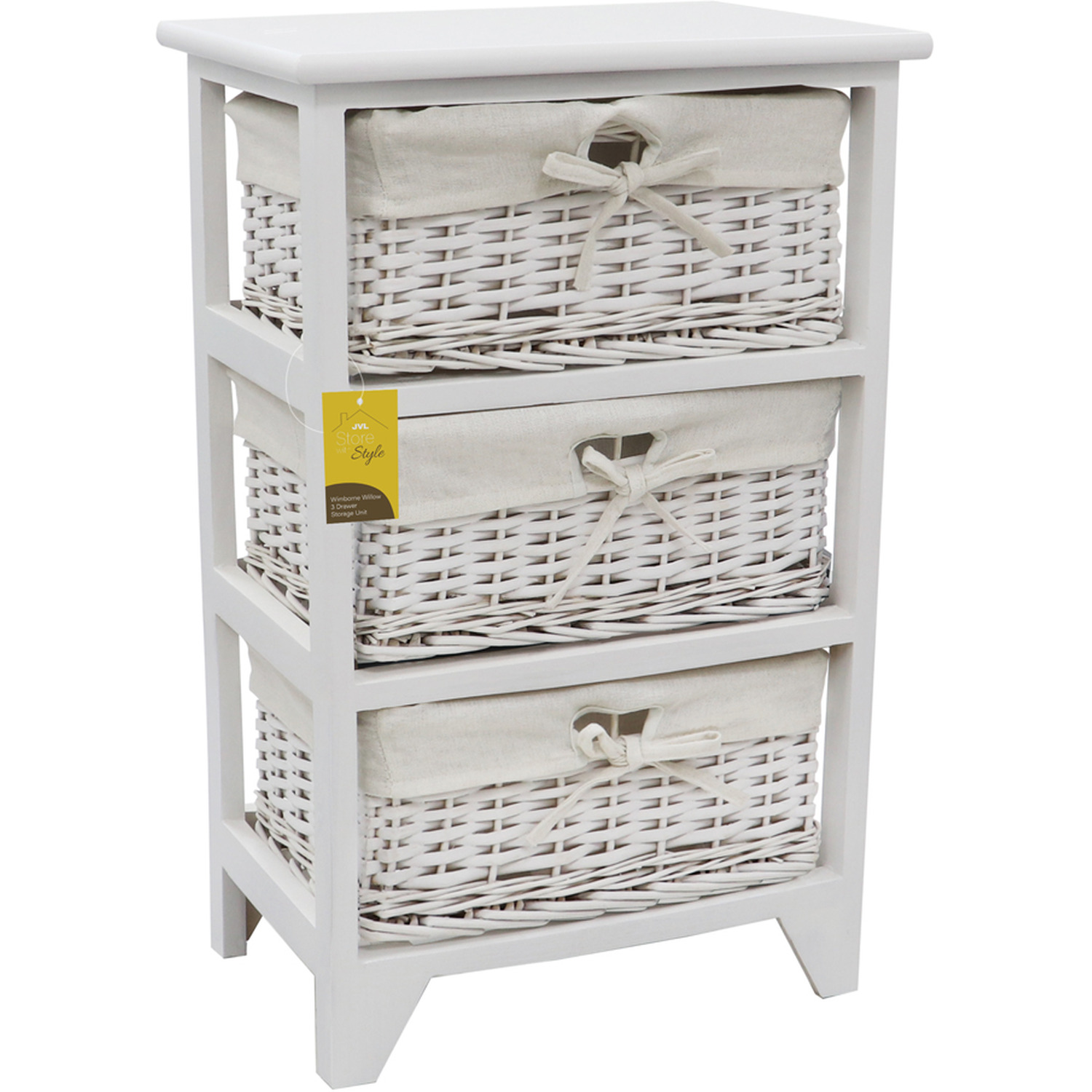 JVL Wimborne 3 Drawer Willow Storage Unit