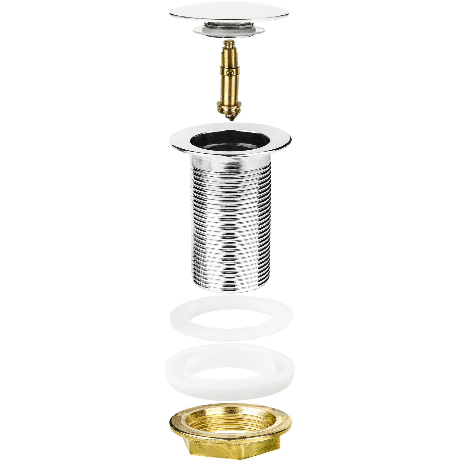 Chrome Unslotted Click Clack Basin Sink Bath Tap Waste Pop Up Push ...
