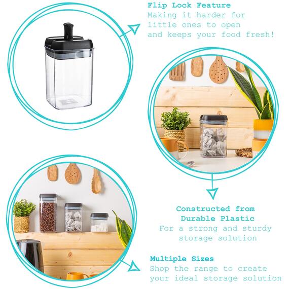 3 Piece Flip Lock Plastic Food Storage Containers Set