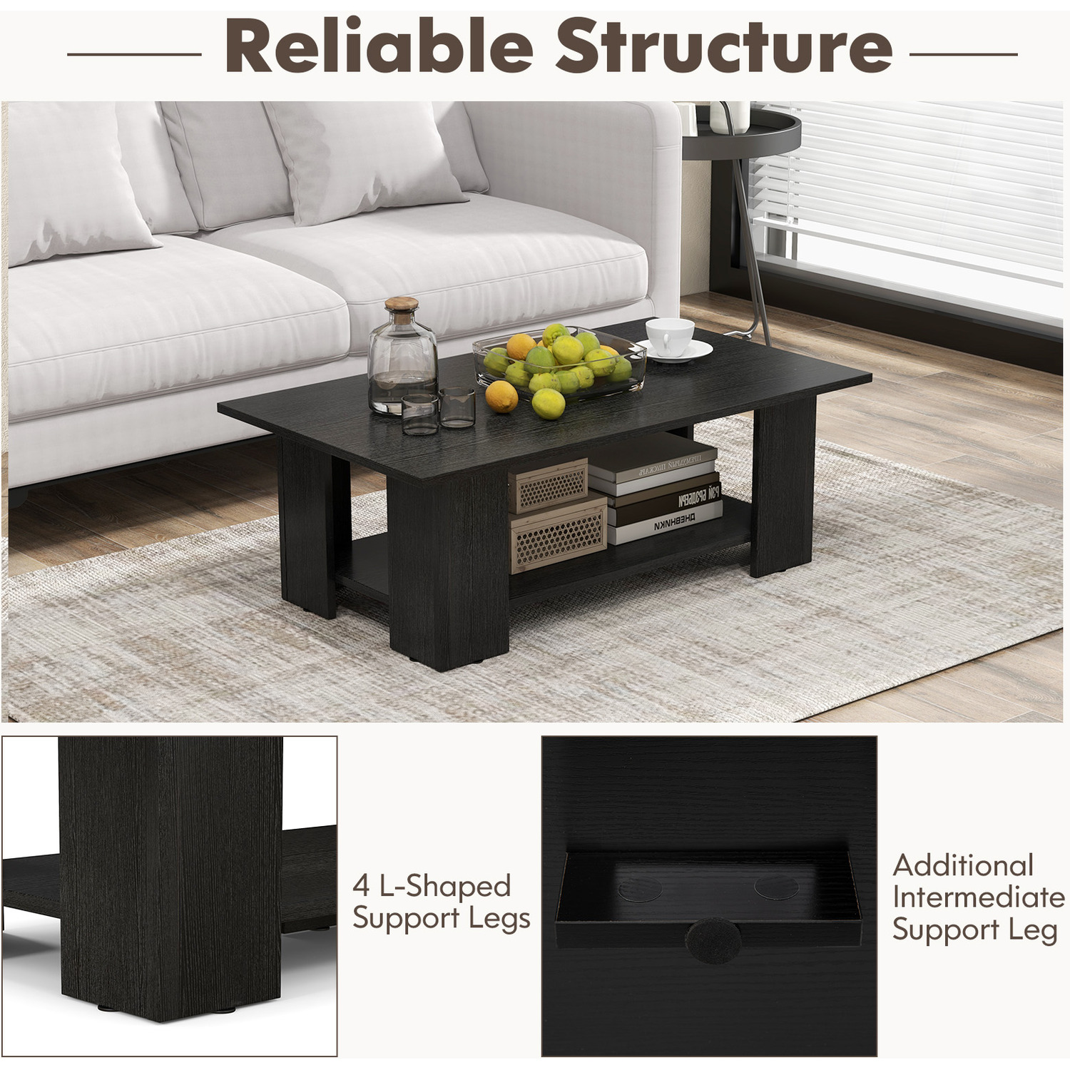 2-tier Modern Coffee Table Center Cocktail Table