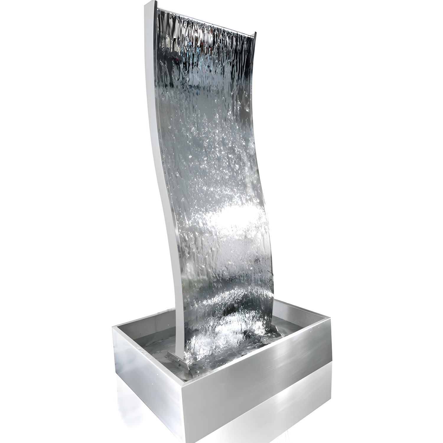 Primrose Stainless Steel Curved Water Wall with Stainless Steel Reservoir