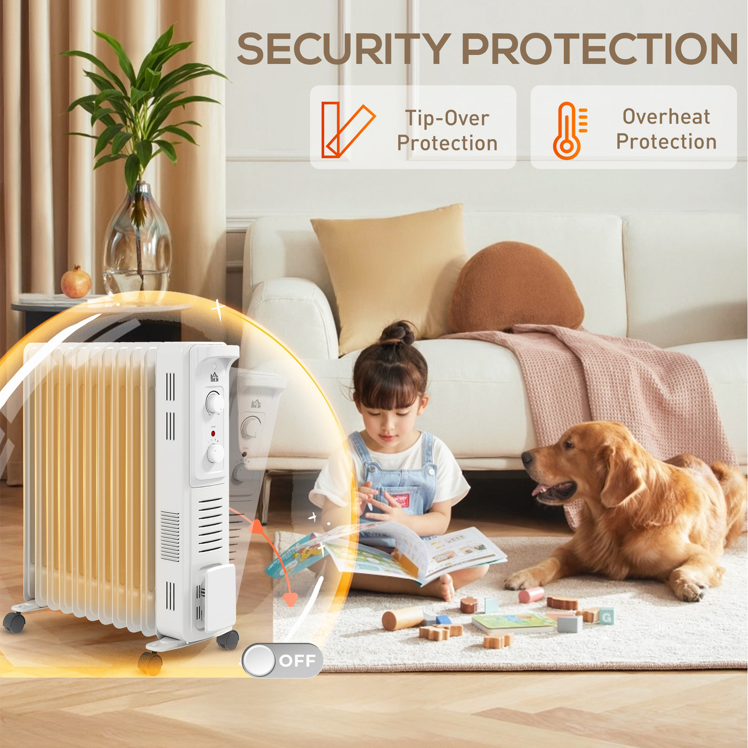 HOMCOM Electric Heater Energy Efficient Portable for Home