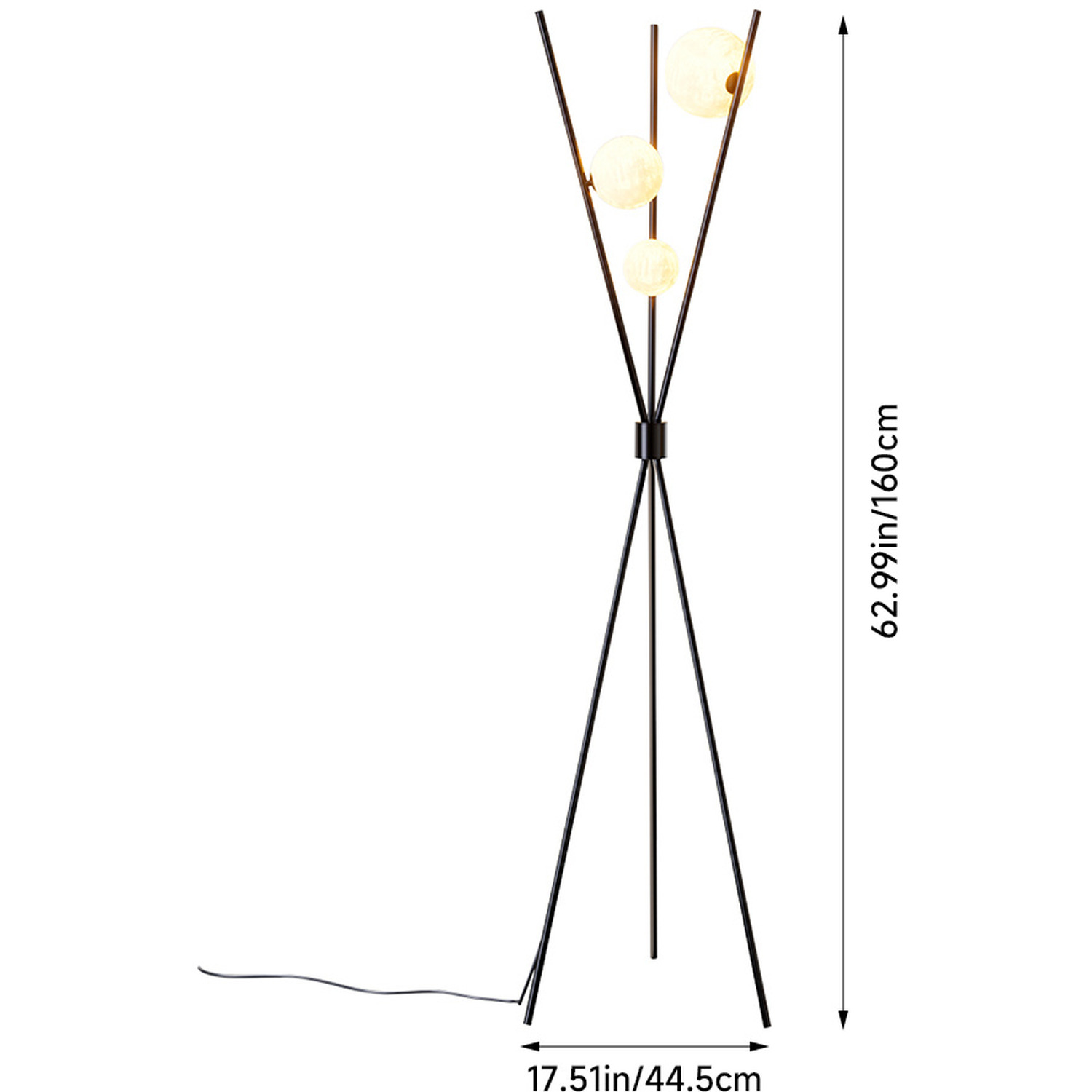 Standing Floor Lamp with Metal Tripod Base and Plastic Shade