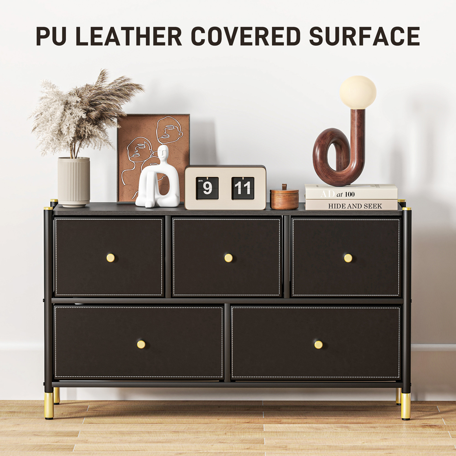 HOMCOM Bedroom Chest of Drawers with PU Leather Surface