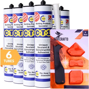 Sealant and Adhesive - Pack of 6 Tubes with 4-Piece Sealant Tool Kit