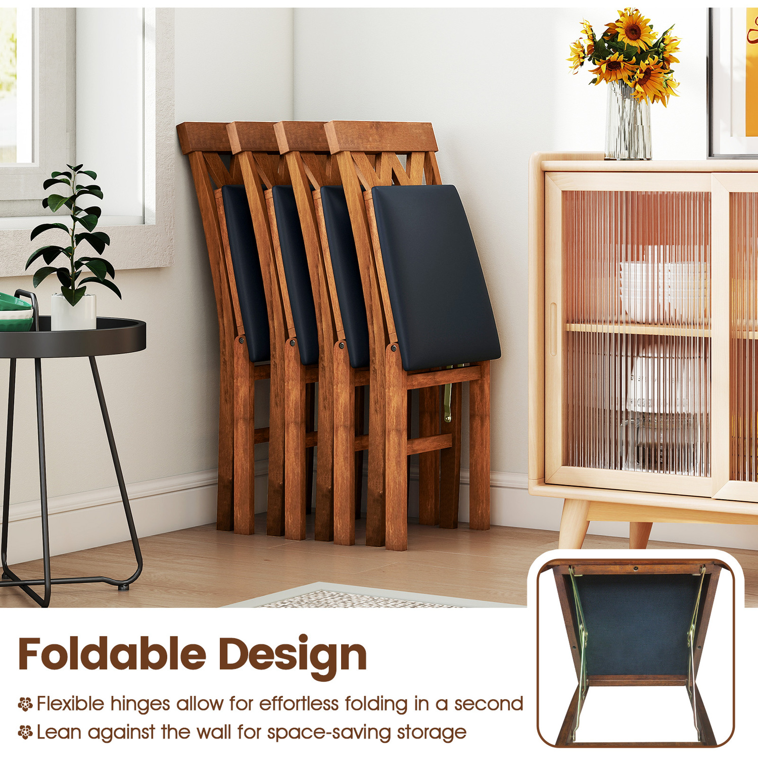 Set of 2 Folding Dining Chairs