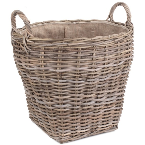 Amphora Rattan Log Basket with Hessian Lining