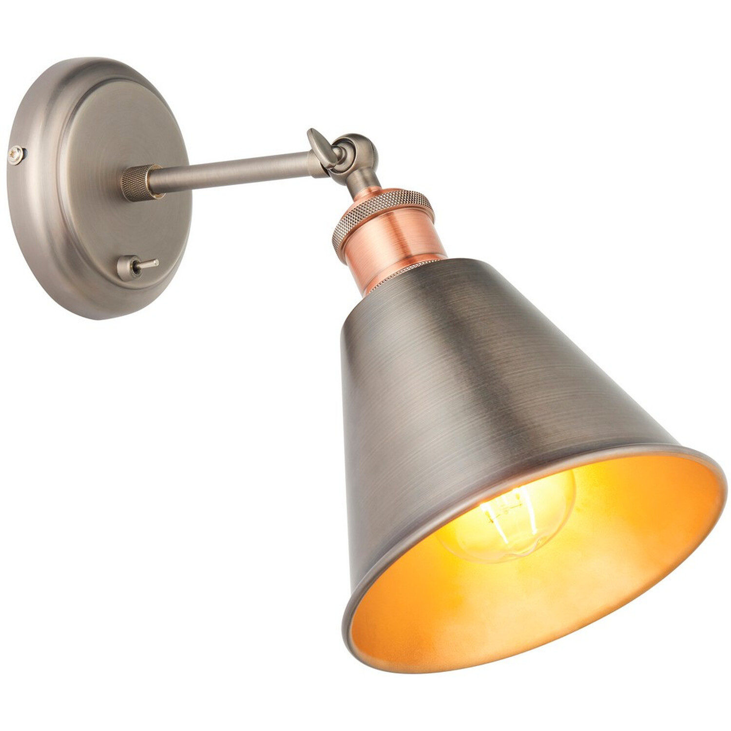 Hal Metal Wall Lamp Aged Pewter Aged Copper Plate