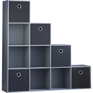 Durham 10 Cube Staircase Storage Unit - Set of 5 Black Baskets