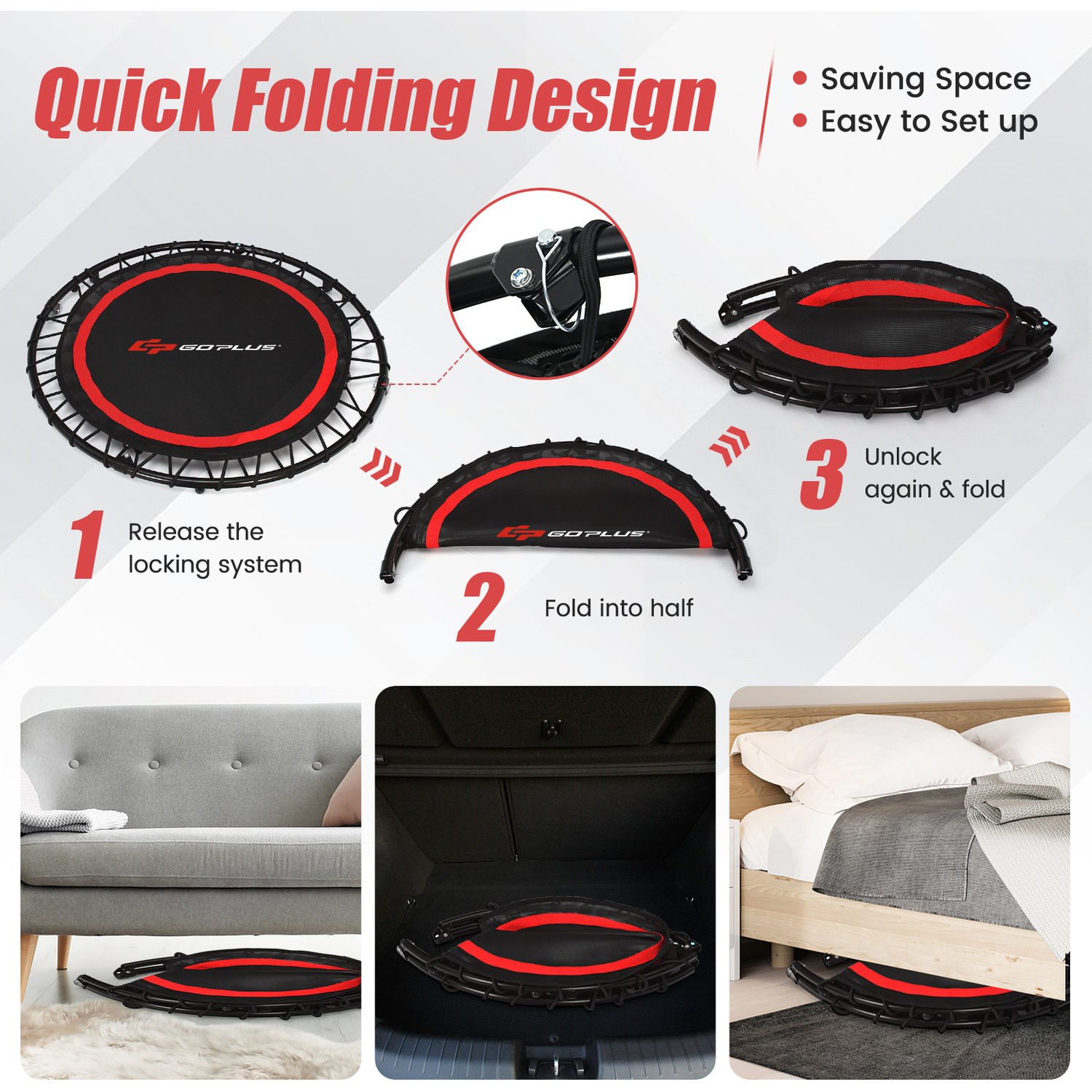 Mini Trampoline Foldable Fitness Rebounder