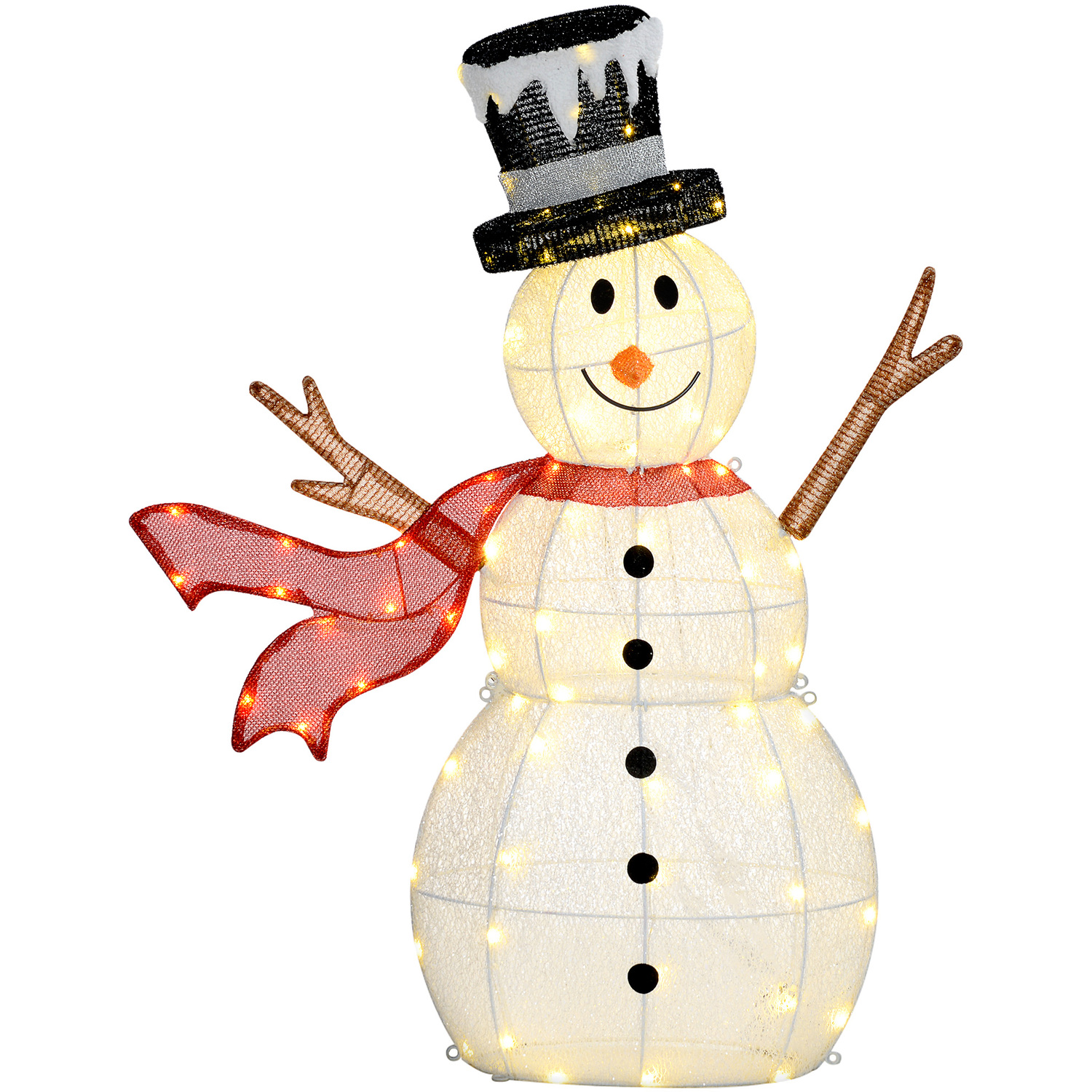 Outsunny Lighted Christmas Snowman Decoration for Indoor Outdoor