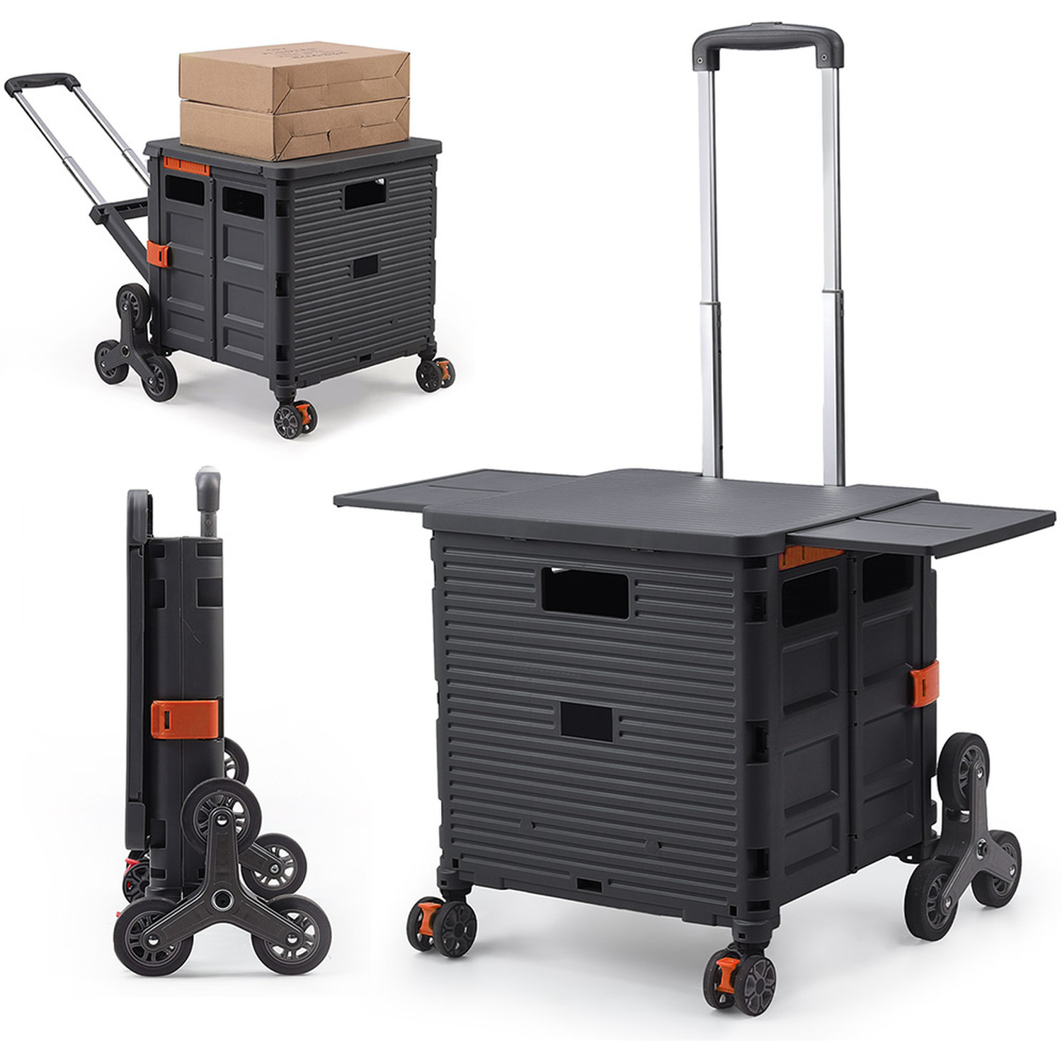 Folding Stair Climbing Shopping Trolley with Magnetic Lid and Tiltable ...