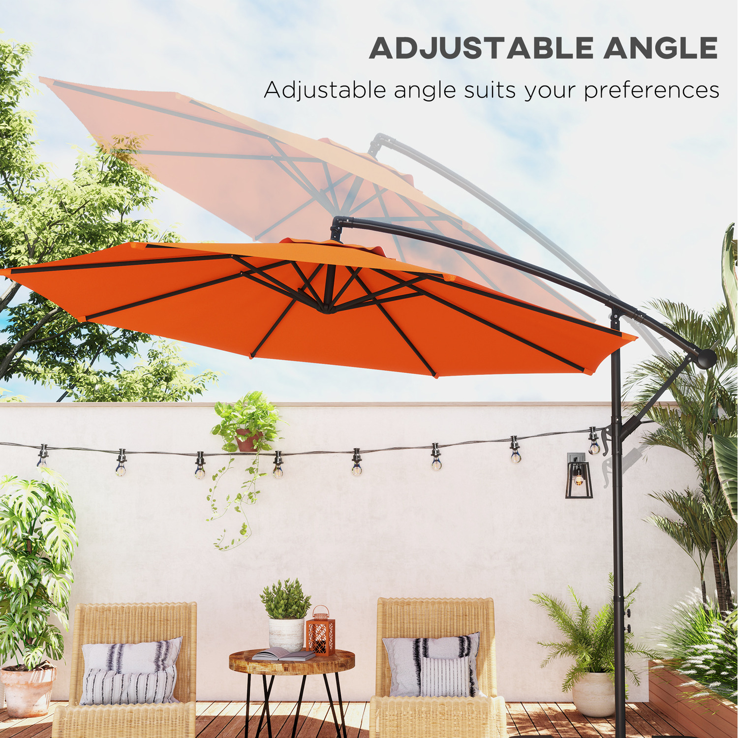 Outsunny 3m Garden Parasol Sun Shade Cantilever, 84D-096BU