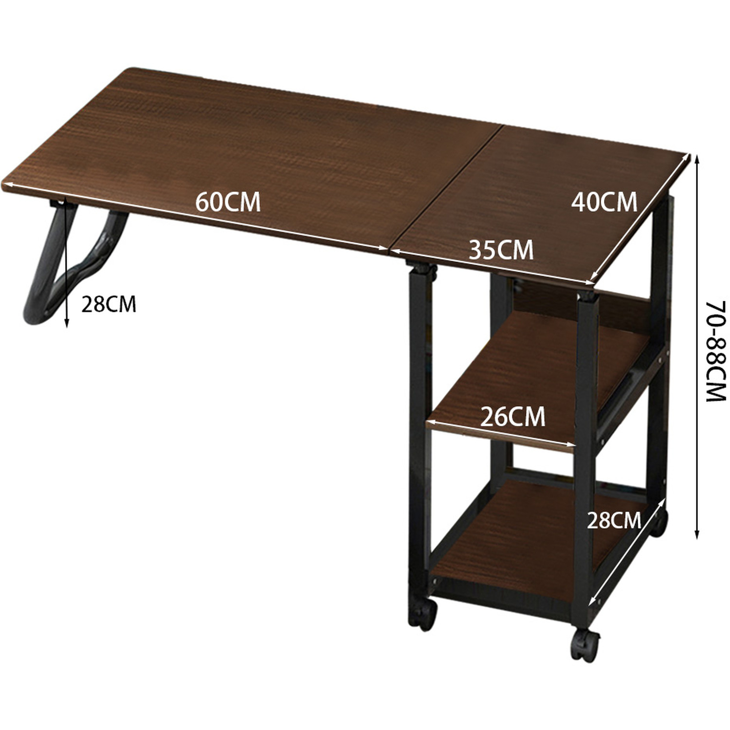 Livingandhome Foldable Height Adjustable Mobile Desk