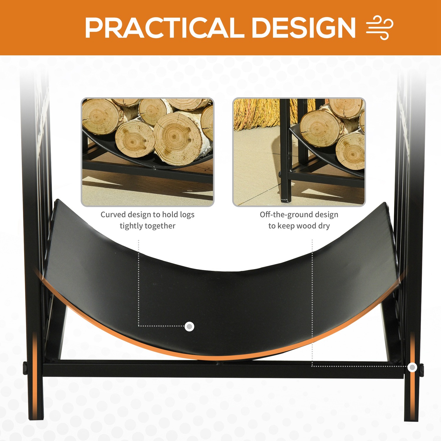 Firewood Log Rack Curved Fireplace Log With Handles