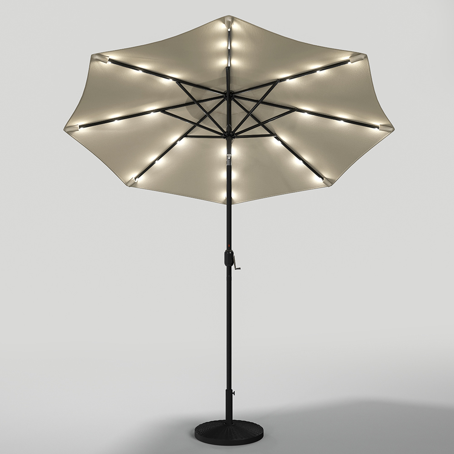 24 Solar Lights Garden Parasol Umbrella with Base