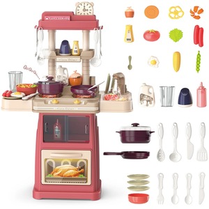 Kitchen Toy with Light and Sound with Steam Cooker Hood and Sink
