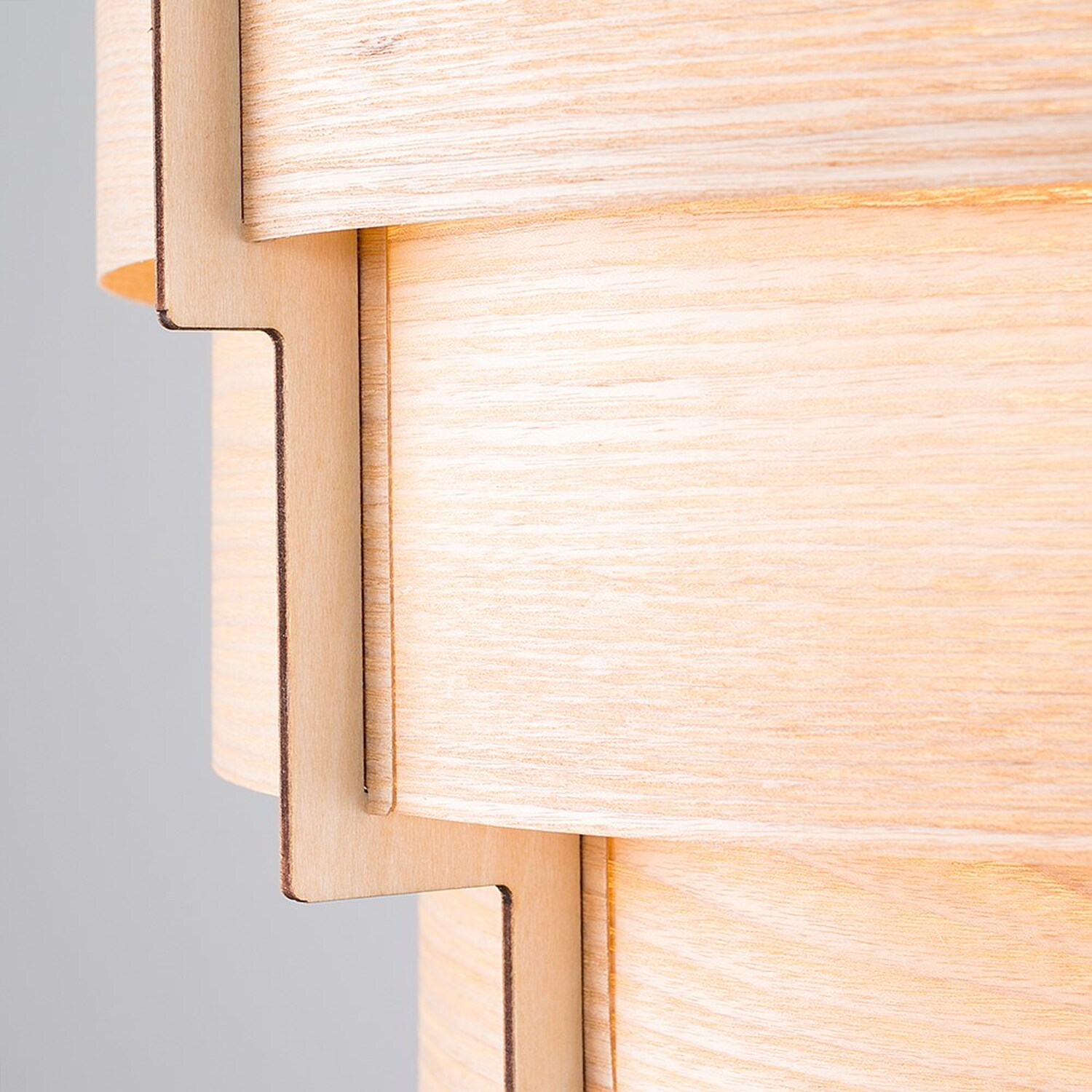 Brown Modern Wood Veneer Stepped Drum Ceiling Pendant Light Shades