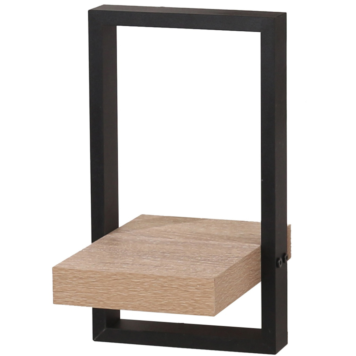 nova framed floating shelf kit - oak effect shelf with black frame