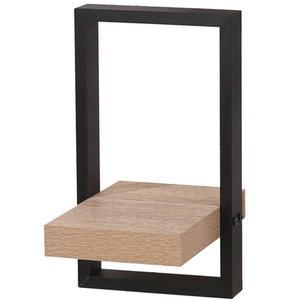 nova framed floating shelf kit - oak effect shelf with black frame