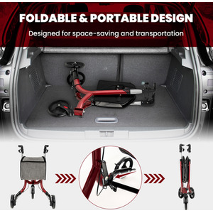 Foldable Mobility Aid Walker-Red