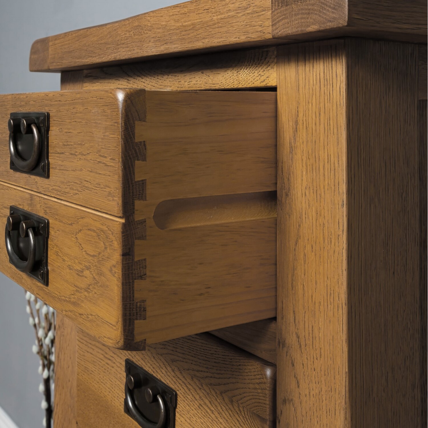 Painted Oak Wooden 2 Drawer Hall Console Table