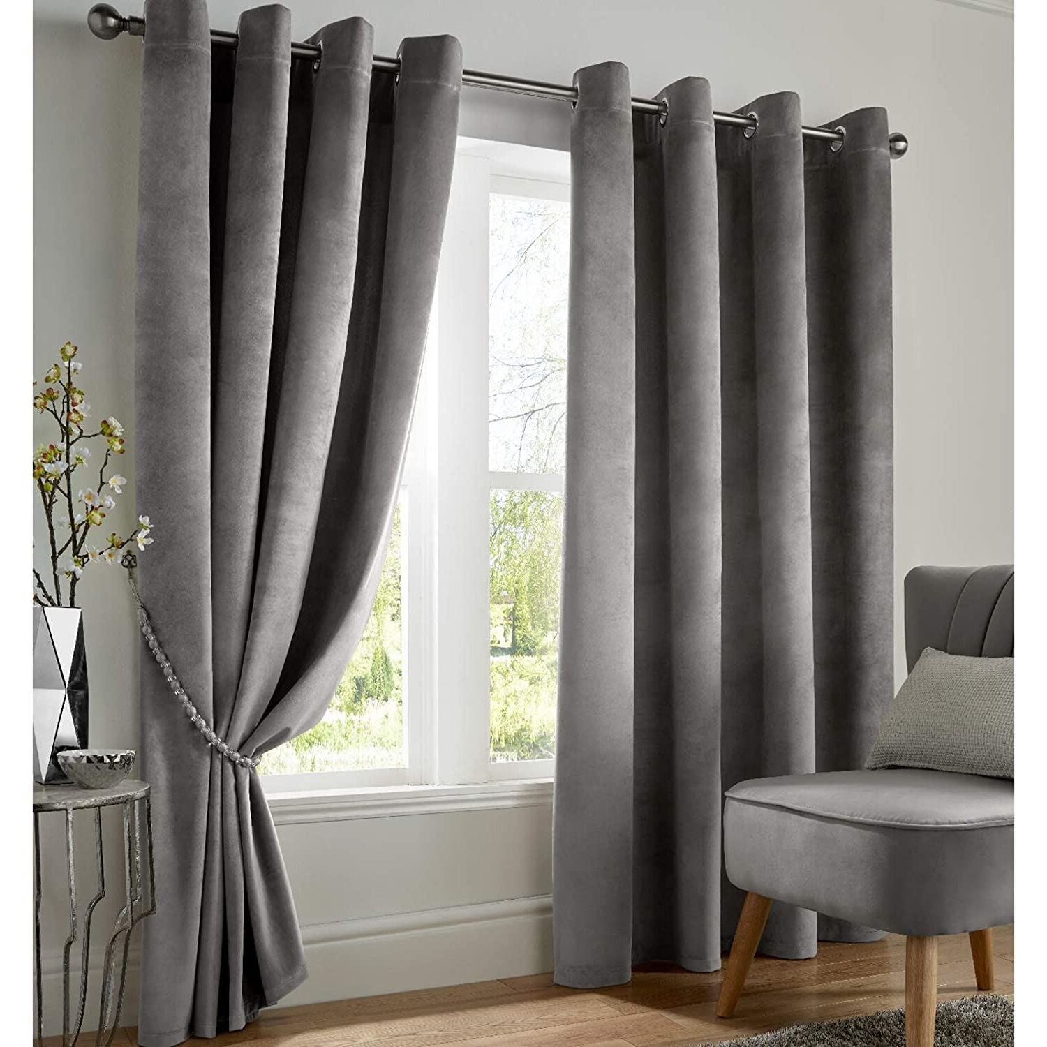 Velvet Blackout Eyelet Curtains