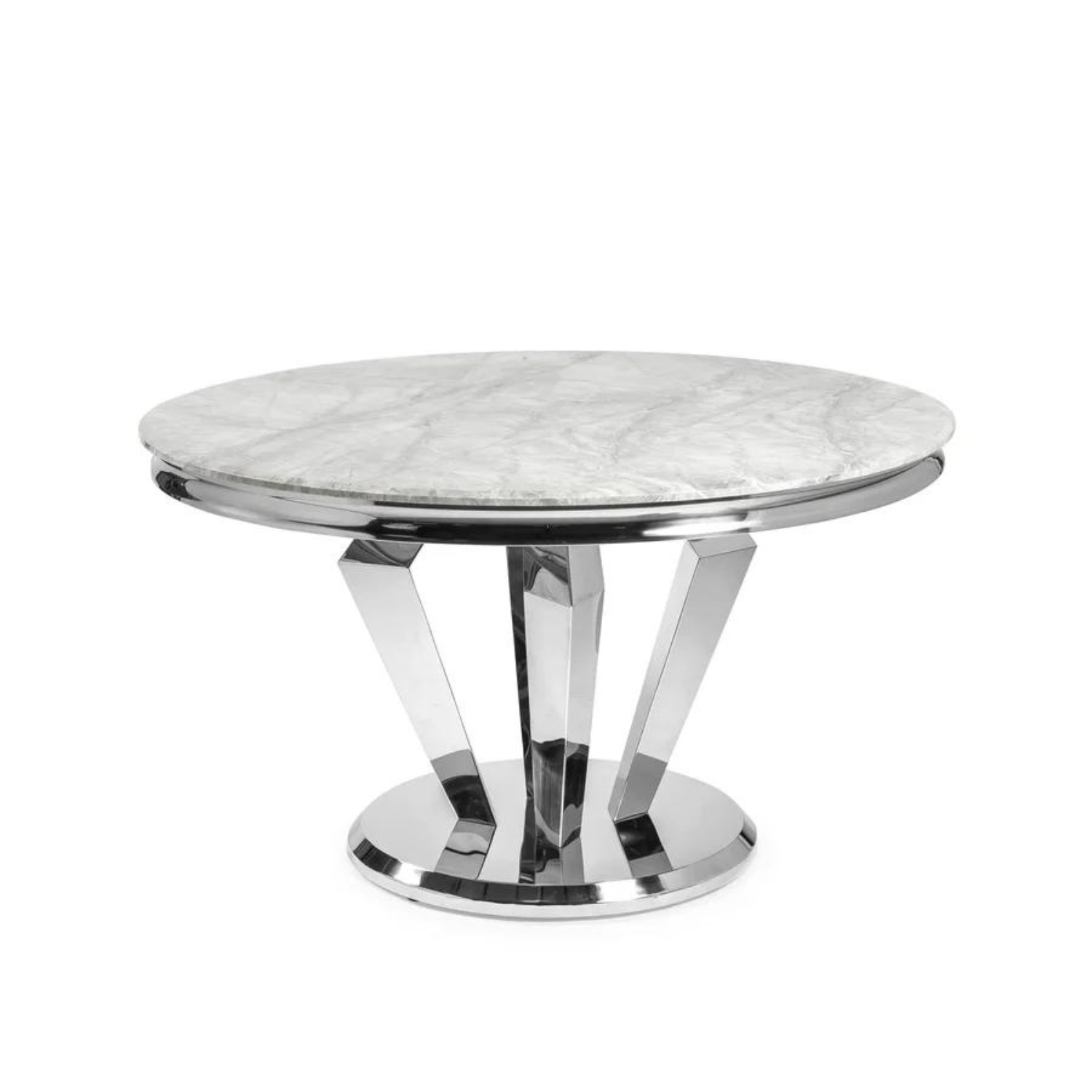 Athena Round Dining Table With 1.3m Top Marble and Glass