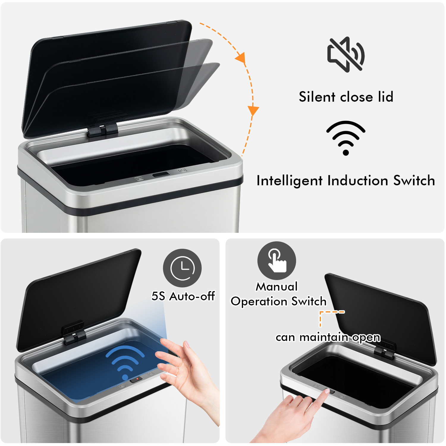 50L Automatic Motion Sensor Garbage Bin