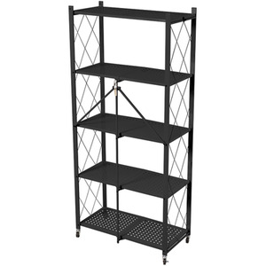 5 Tier Folding Metal Storage Shelf with Casters