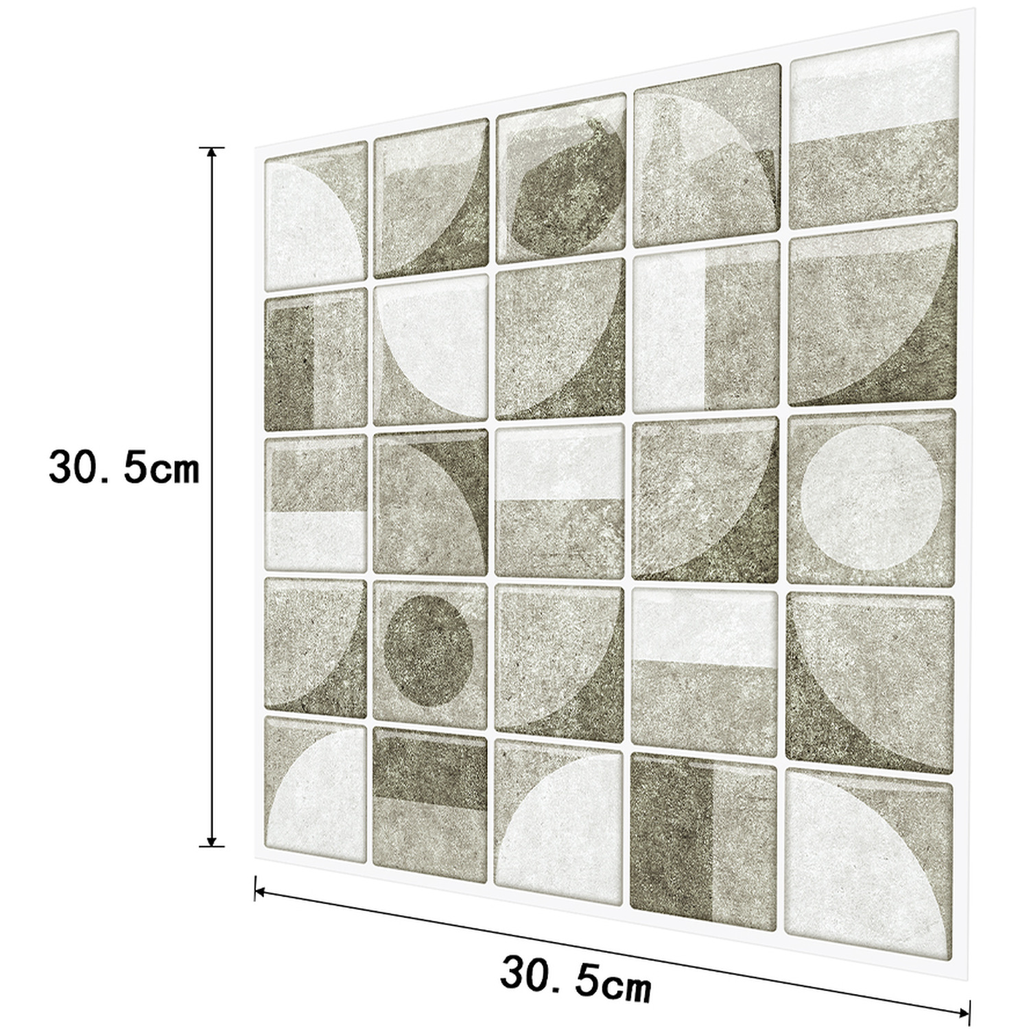 Livingandhome Set of 10 Retro Geometric Wall Tile Stickers