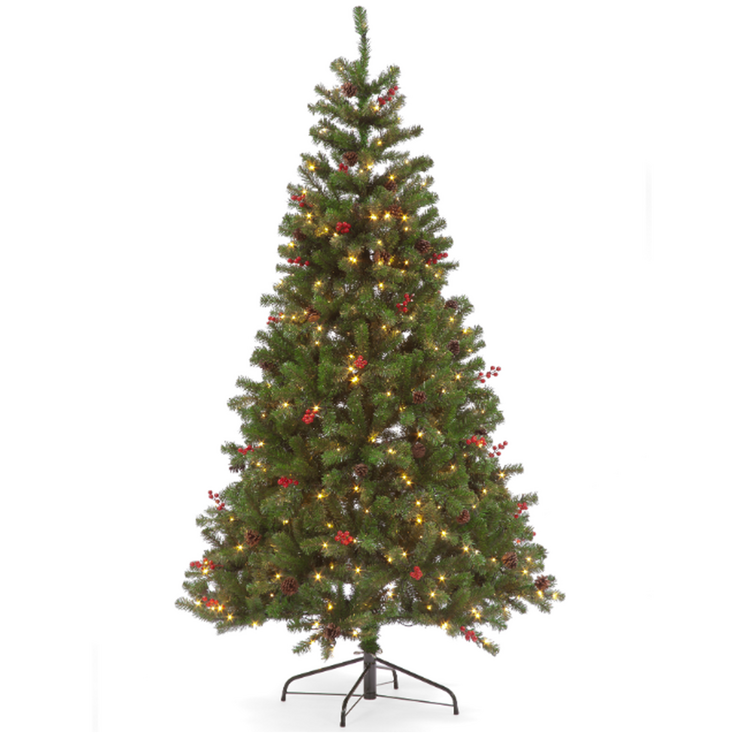 SnowTime 180cm Pine Creek Green Tree with Cones and Berries