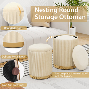Set of 2 Velvet Storage Ottomans