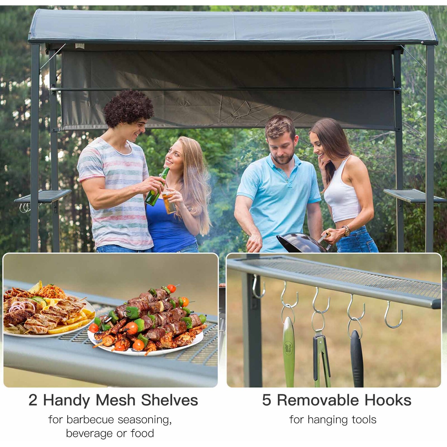 Outdoor Metal Smoking BBQ Gazebo Tent