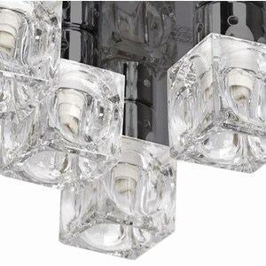 Pair Of Modern Black Chrome Ice Cube 5 Way Flush Ceiling Lights