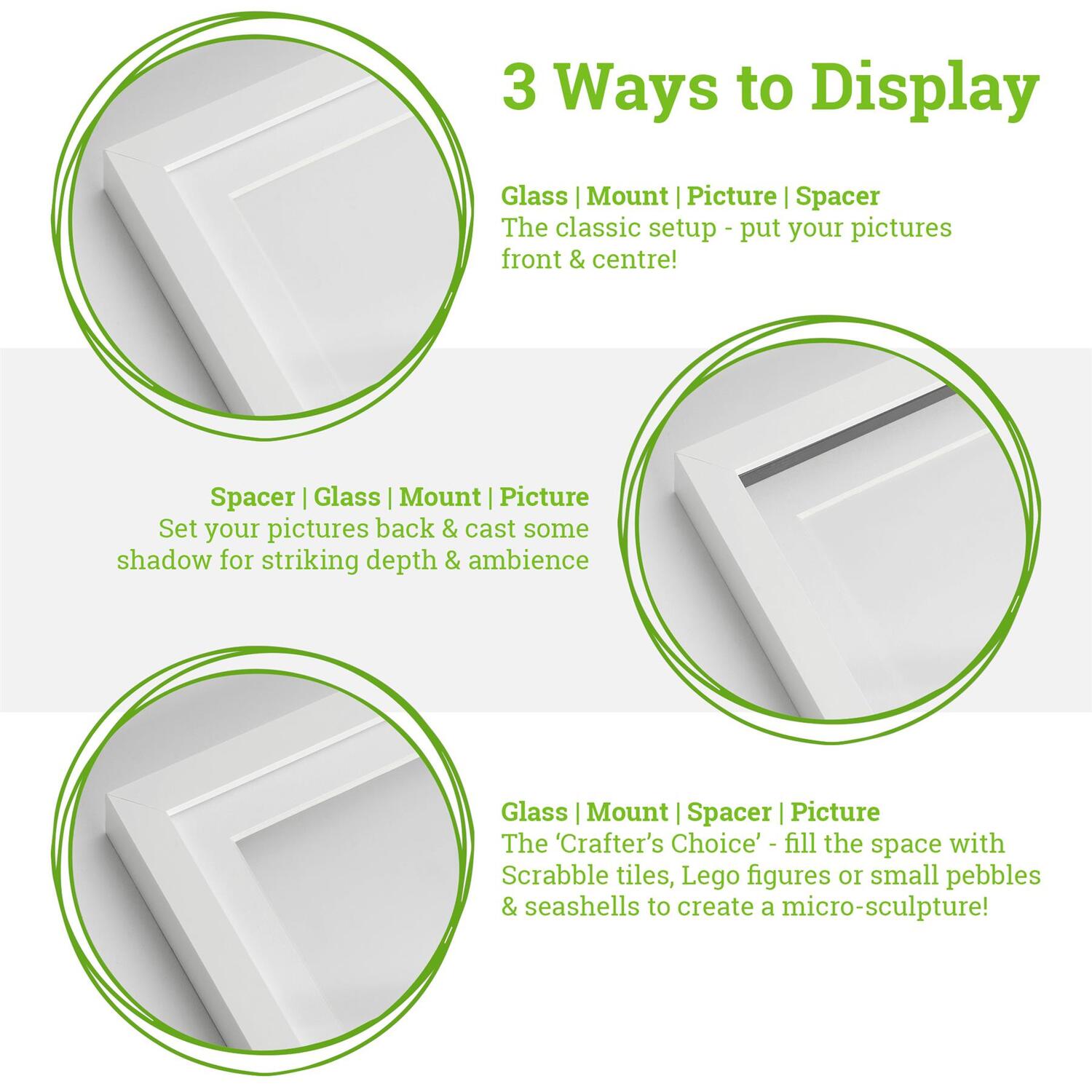 3D Deep Box Photo Frame with A5 Mount - A4 (8" x 12") - Pack of 2