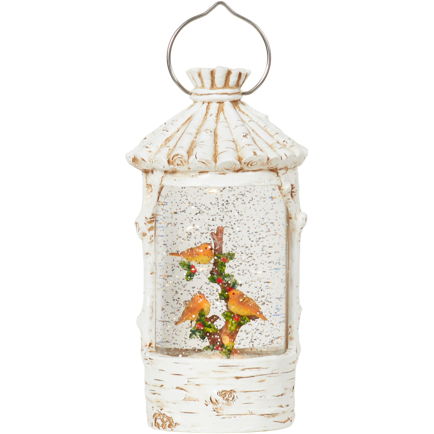 Wood Effect LED Robin Lantern
